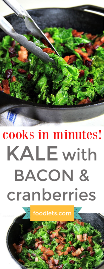 Sautéed Kale with Bacon & Cranberries - Foodlets